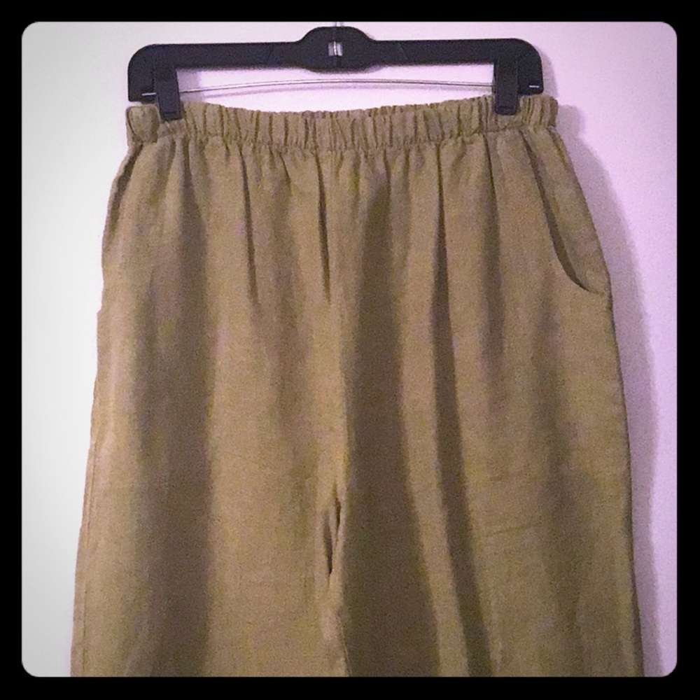 100% Linen Green Loafer Pants - Gem